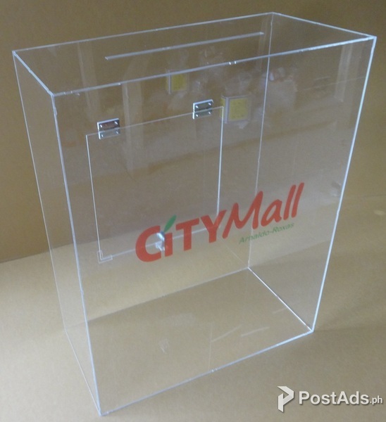 Acrylic Drop Box - Donation Box - Suggestion Box - Tip Box with Logo ...
