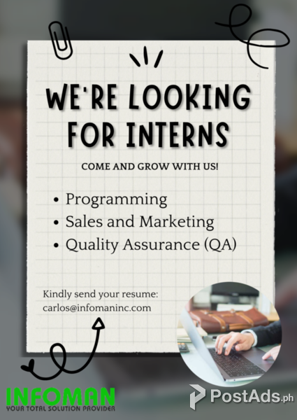 Internship OJT for Programming, Sales and Marketing, Quality Assurance ...