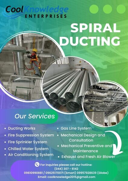 SPIRAL DUCTING SYSTEM (SUPPLY AND INSTALLATION) - BULACAN, MANILA | PostAds.ph