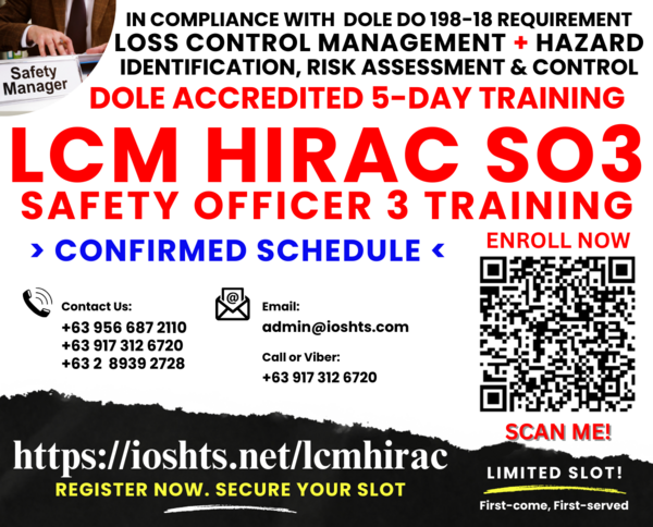 SO3 Training LCM HIRAC Training DOLE Accredited Safety Officer 3 ...