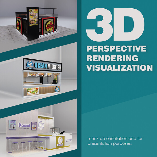 RUSH Cart Inline Store Stall Perspective Kiosk 3D Design Booth Display ...